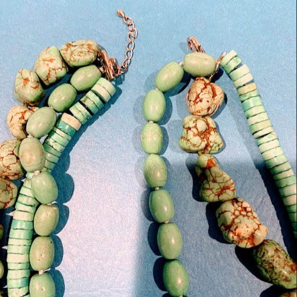 Jewelry | Contemporary Design Turquoise Color Bead Necklace 3 Strands ...